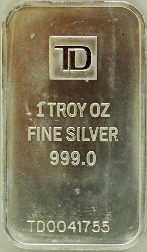 1 Oz Silver Bar TD Bank - Canadian Silver Bar